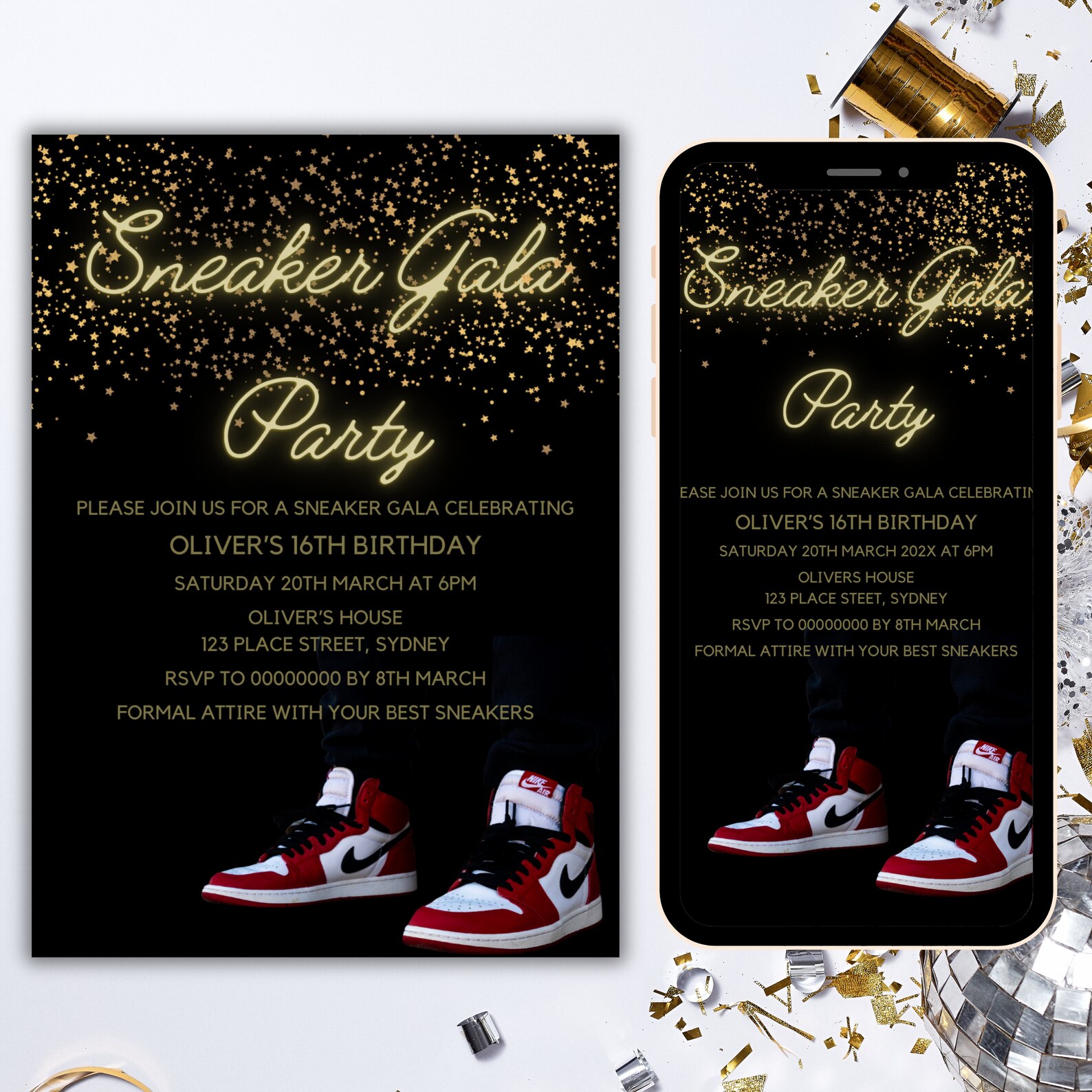 Sneaker Gala Invitation, Sneaker Birthday Invitation, Sneaker Ball ...