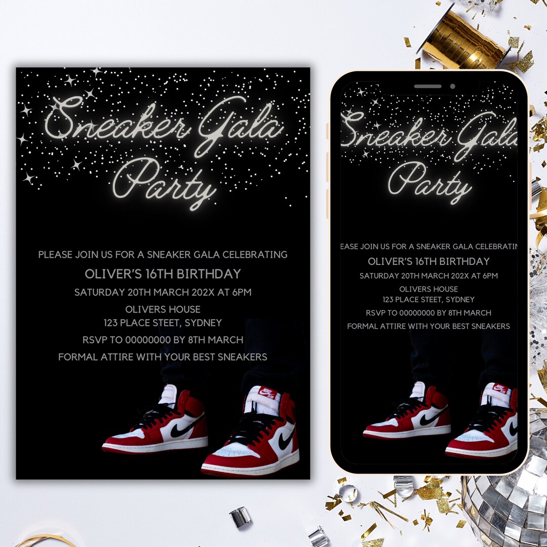 Sneaker Gala Invitation, Sneaker Birthday Invitation, Sneaker Ball ...