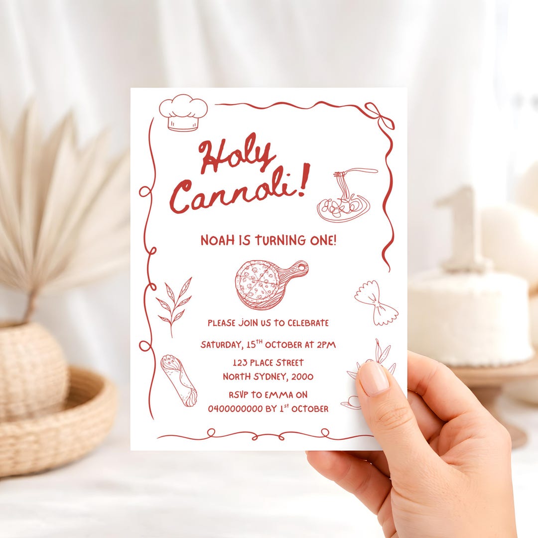 Holy Cannoli First Birthday Invitation, Italian 1st Birthday Invite ...
