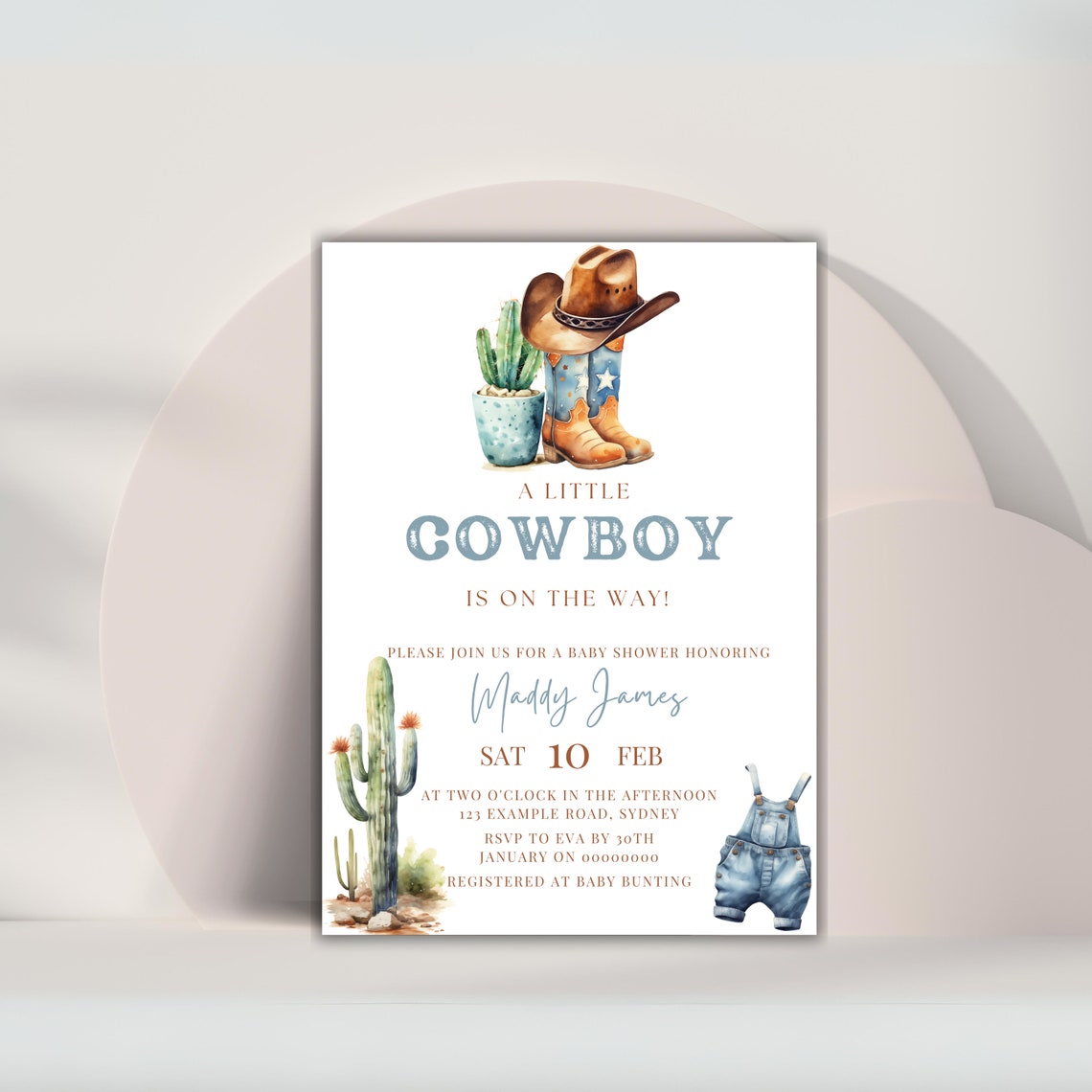 Little Cowboy Baby Shower Invitation, Western, Wild West, Country, Baby ...