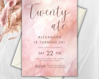 Twenty Fine, 25th Birthday Invitation, Pink Clouds Invite, Editable ...