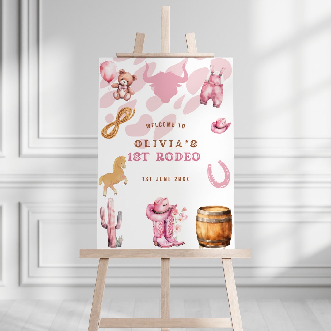 My First Rodeo Welcome Sign, Cowgirl Birthday Welcome Sign, Wild West ...
