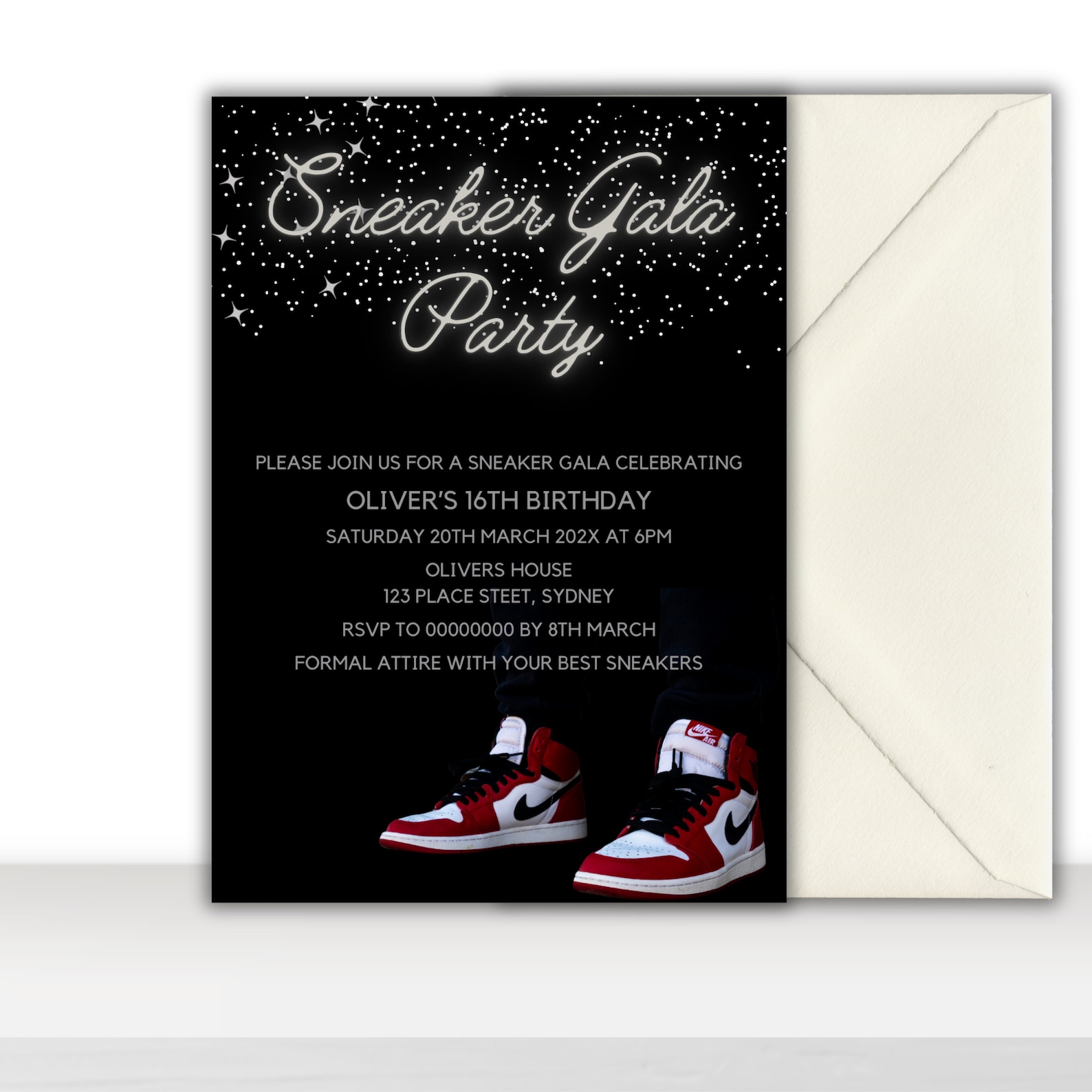 Sneaker Gala Invitation, Sneaker Birthday Invitation, Sneaker Ball ...