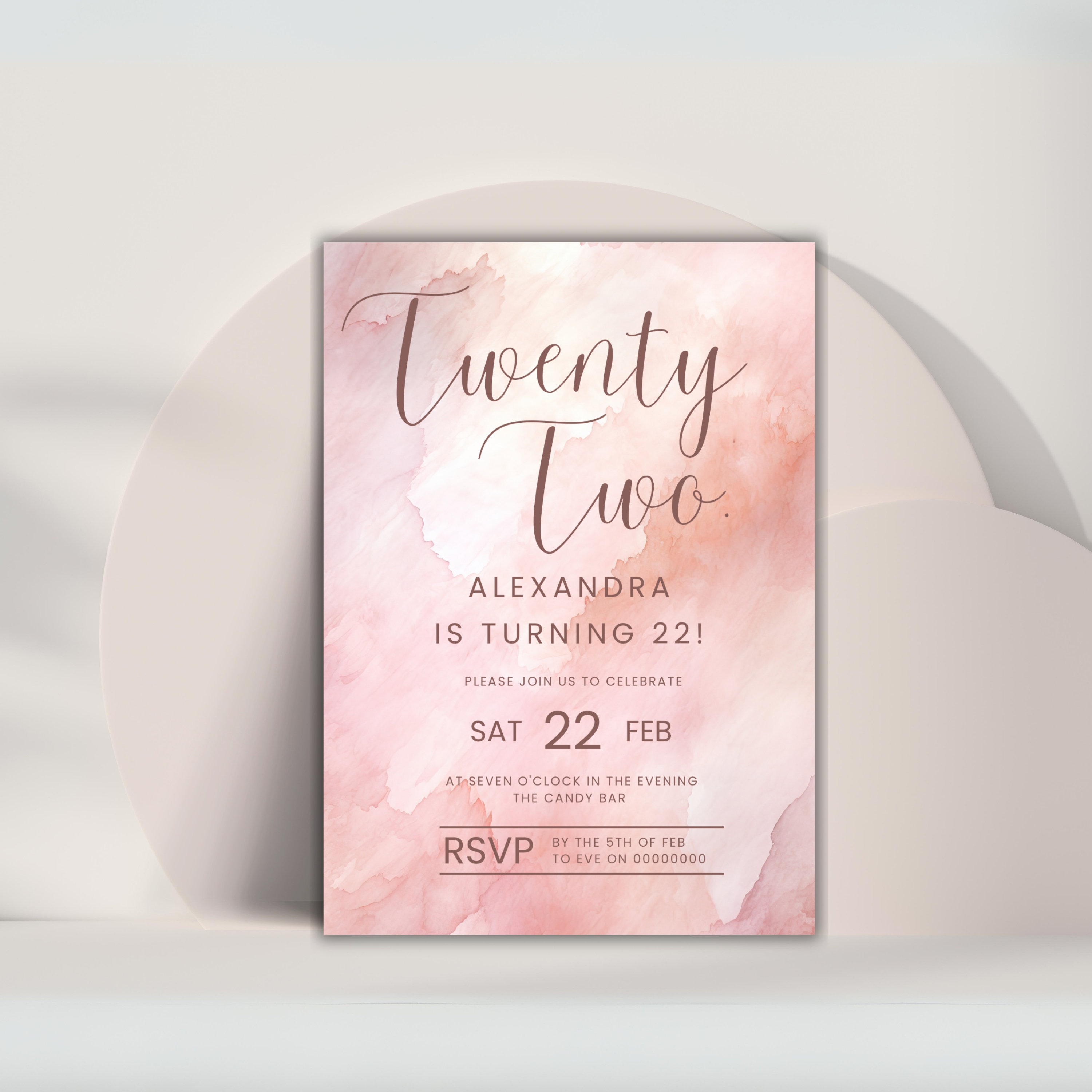 22nd Birthday Party Invitation, Party Invite, Pink Birthday Invitation ...
