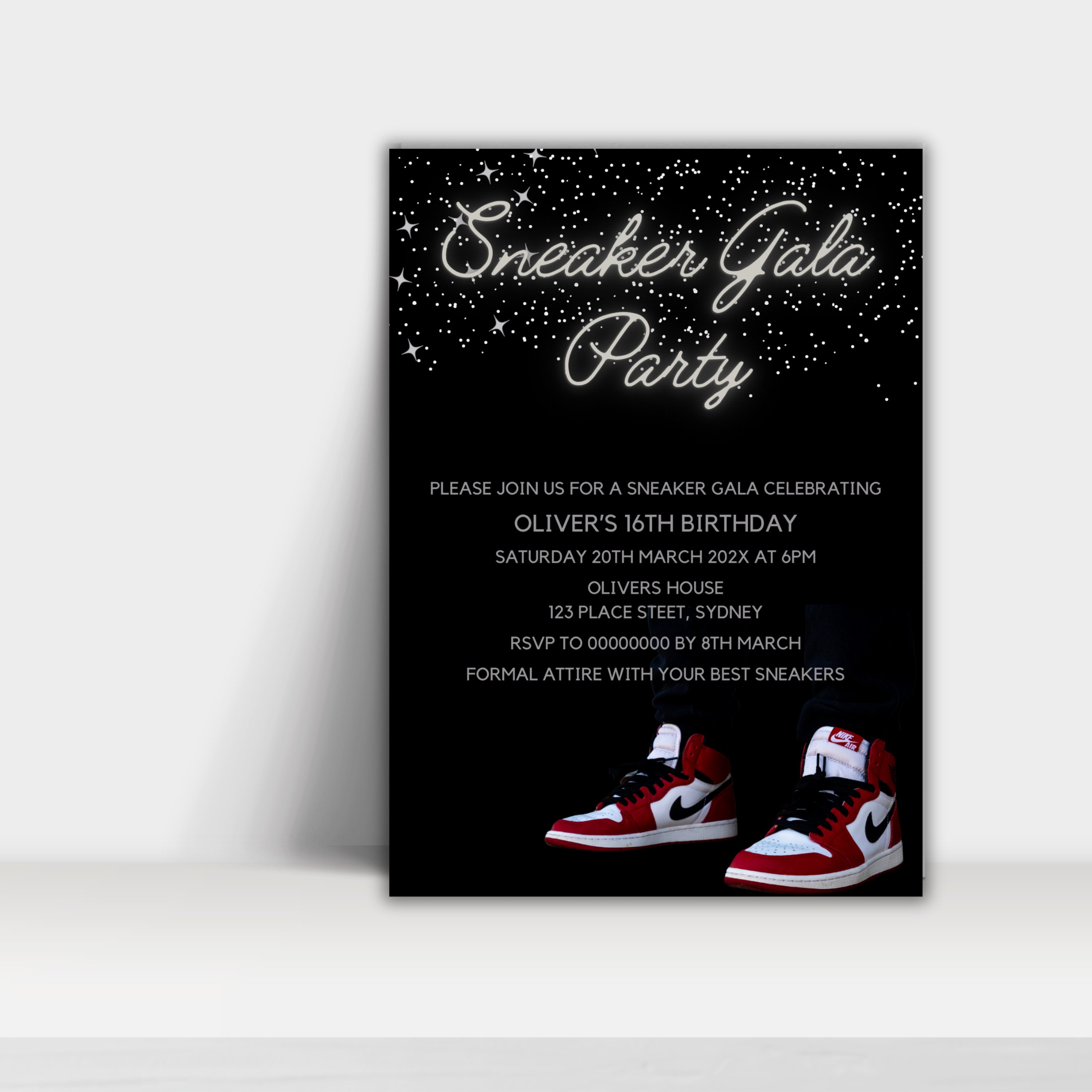 Sneaker Gala Invitation, Sneaker Birthday Invitation, Sneaker Ball ...