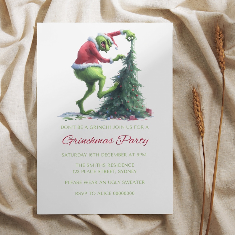 Grinchmas Invitation, Grinch Christmas Party Invitation, Grinch Party ...