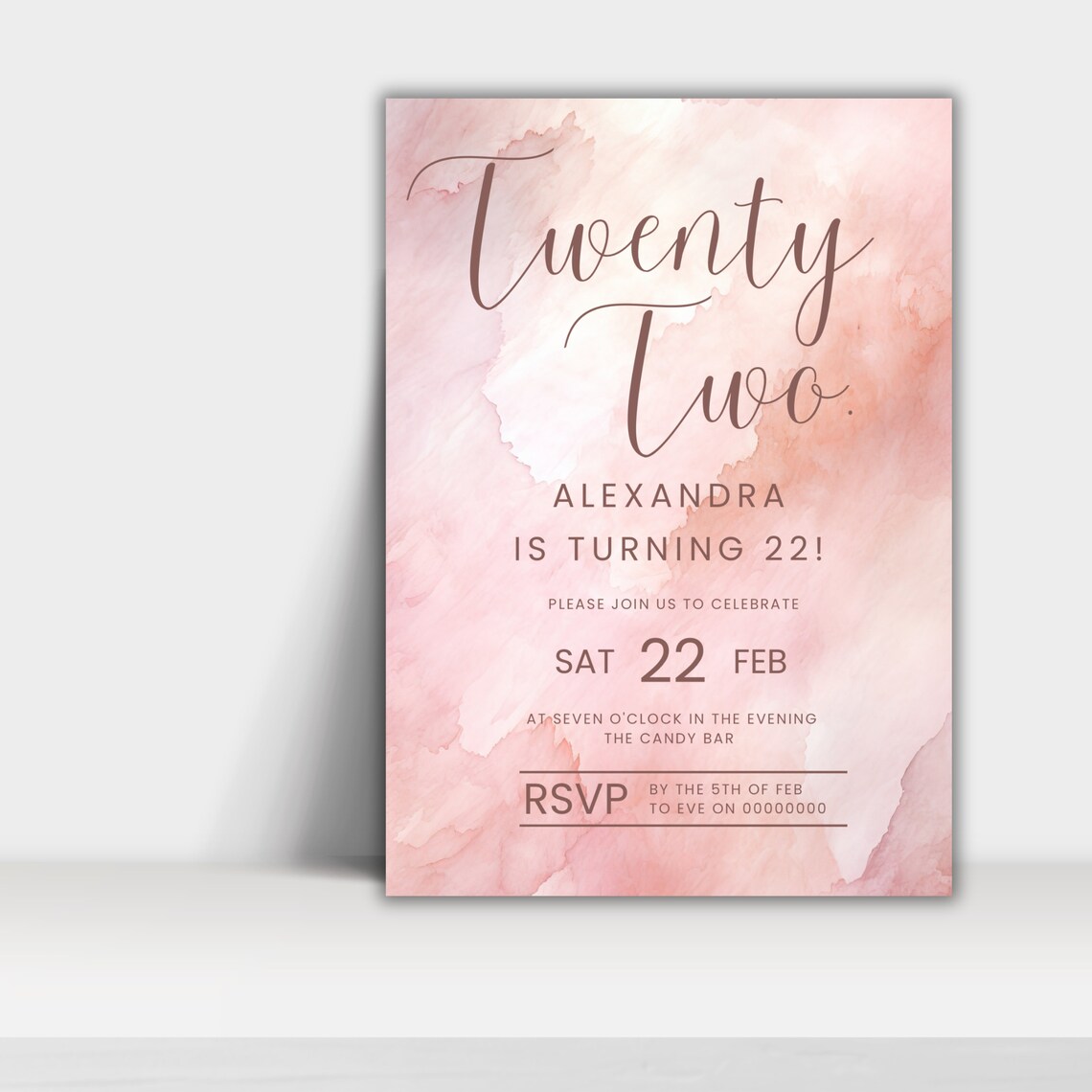 22nd Birthday Party Invitation, Party Invite, Pink Birthday Invitation ...