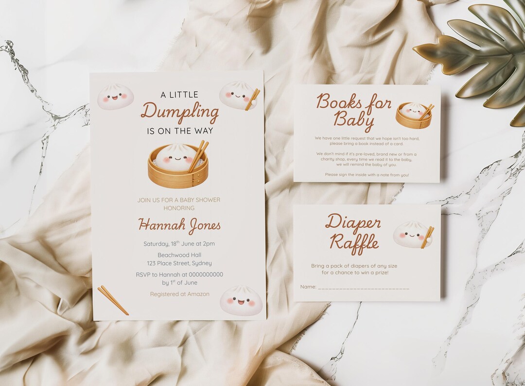 A Little Dumping Baby Shower Invitation Bundle, Dim Sum Theme Editable ...