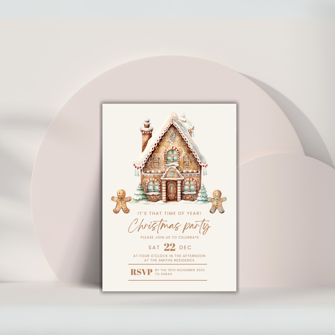 Gingerbread Christmas Party Invitation, Christmas Party Invite ...