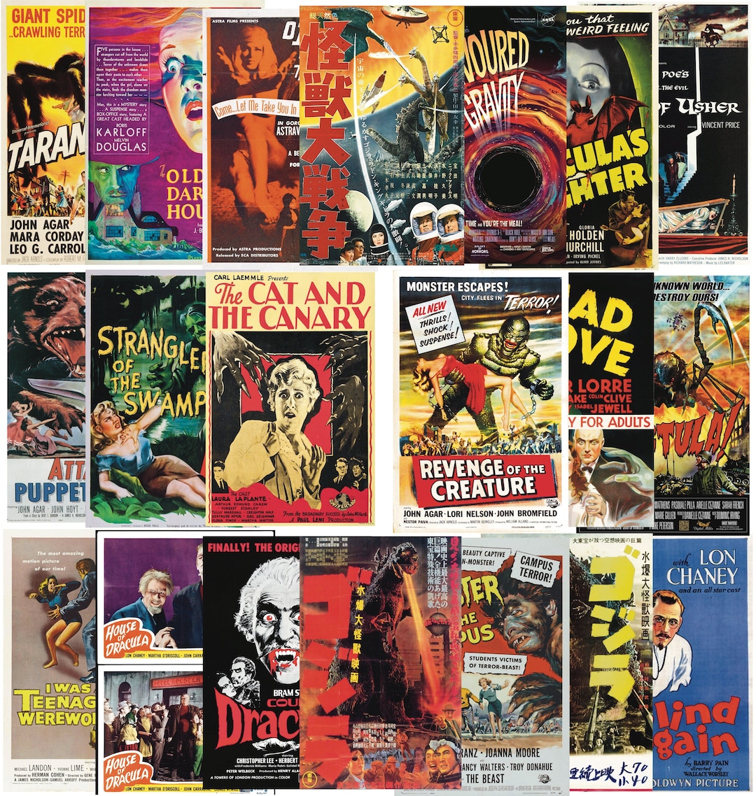 Vintage Horror Movie Posters Bundle - 20 Digital Downloads - Instant ...