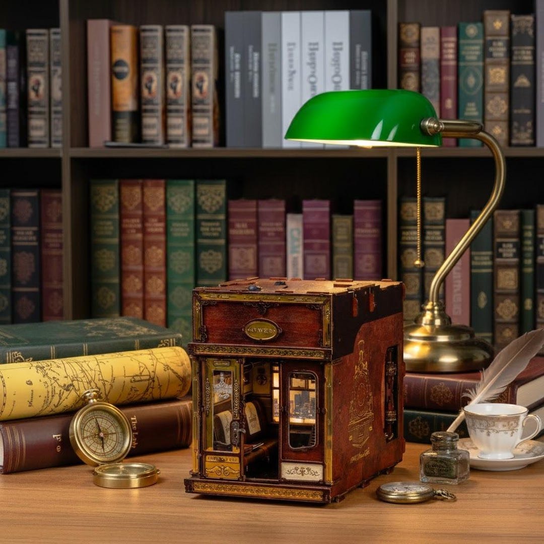 Illuminated 1940s Train Cabin Miniature Kit, DIY 3D Wooden Puzzle Book ...