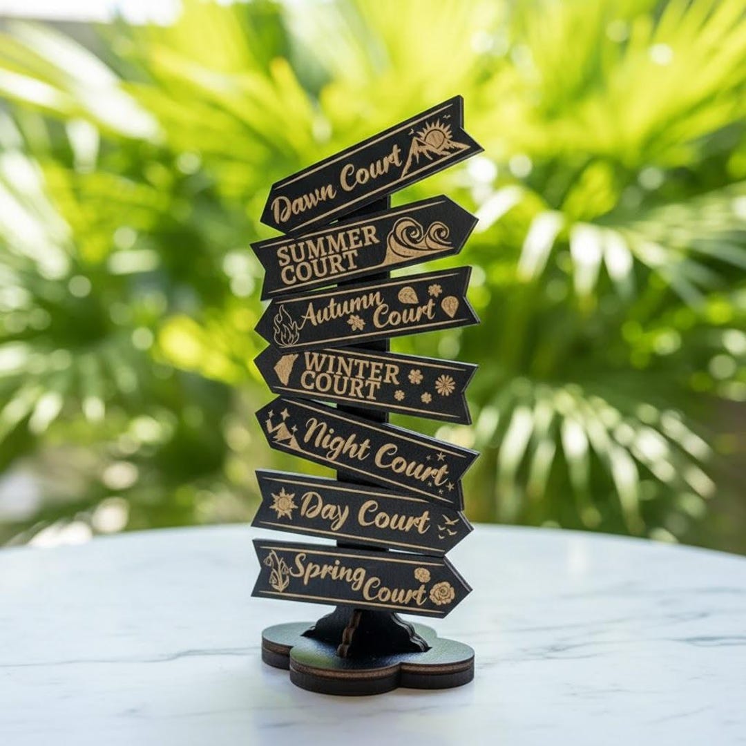 Prythian Courts Mini Book Sign Posts, HOFAS Signpost, Book Nook Wooden ...