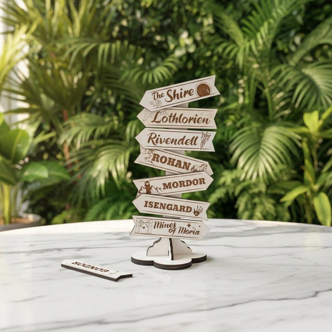 LOTR Mini Book Sign Posts, Custom Signpost, Book Nook Wooden Signpost ...