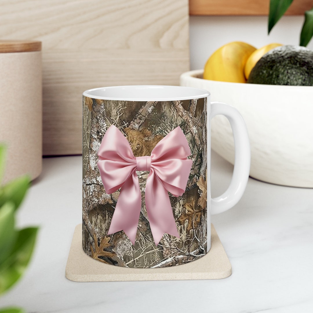 Realtree Camo Coffee Mug,camo With Pink Bow Gift,realtree Camouflage ...