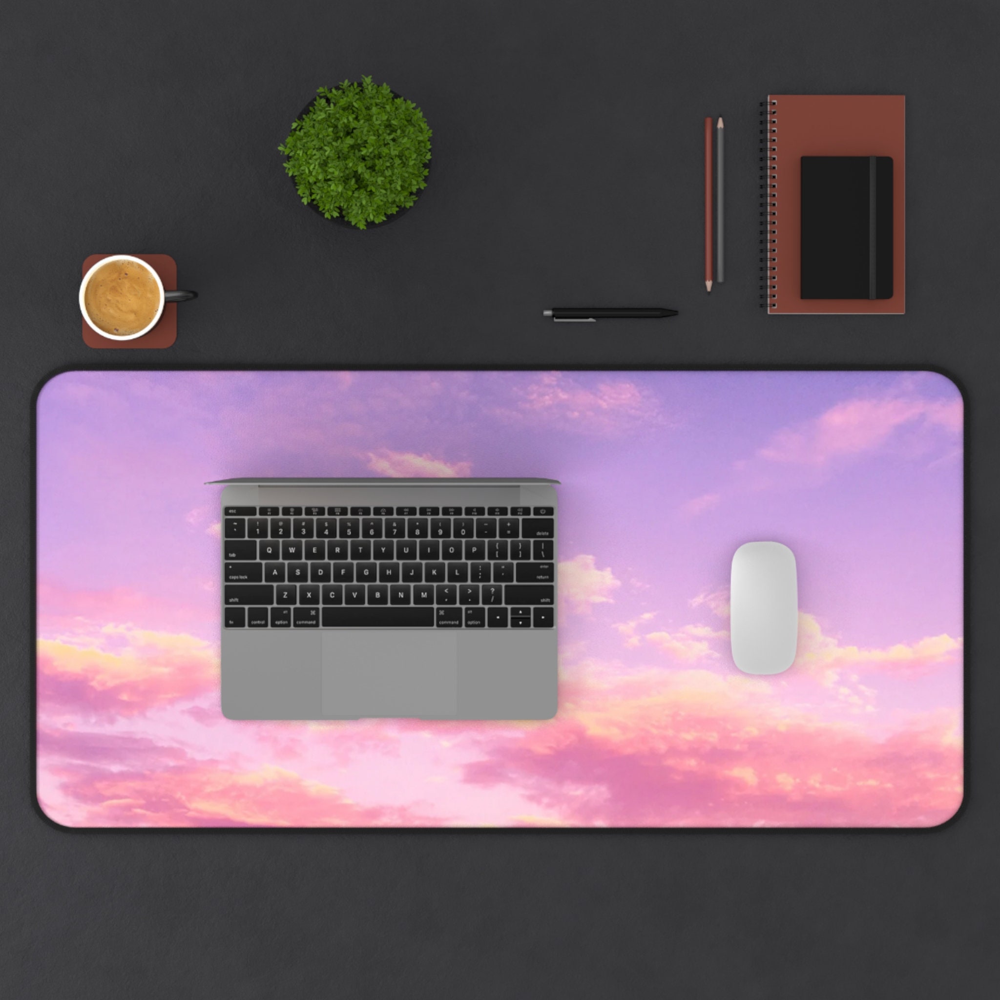Pink Sky Desk Mat, Aesthetic Desk Pad,kawaii Office Decor,pastel ...