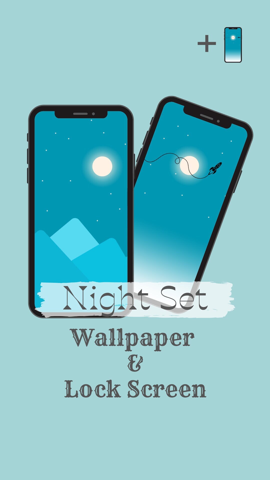 Night Set of 2 Phone Wallpaper Aesthetic Neutral Phone Home Screen ...