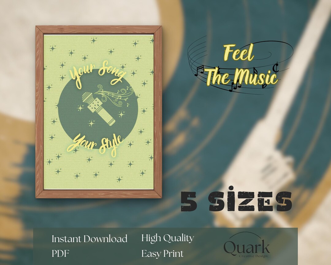 Vintage Music Print | Home Poster | Digital Design | Music Poster ...