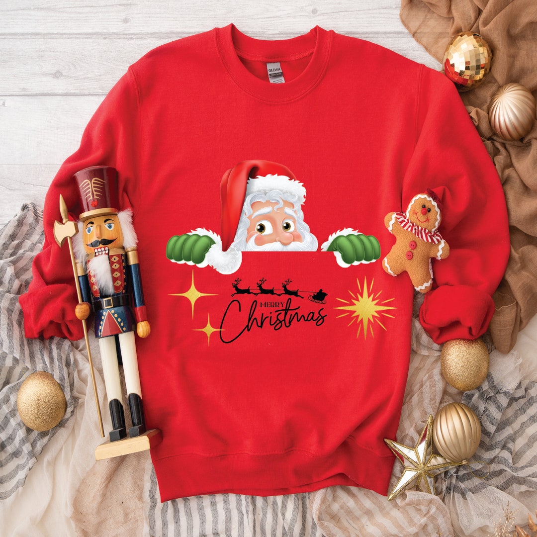 Merry Christmas Santa Sweatshirt Christmas Sweatshirt - Etsy