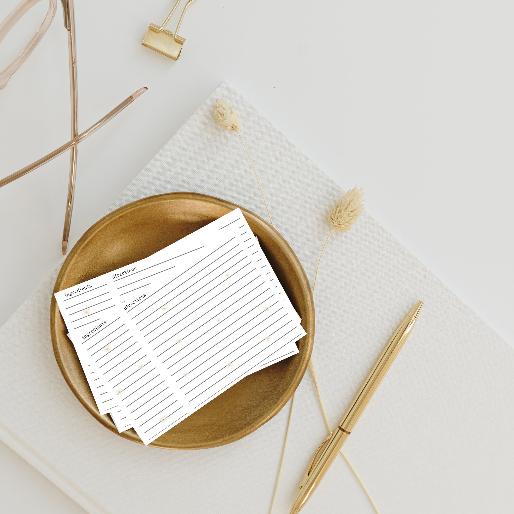 Dainty Delicate Floral Recipe Card Template Wildflower Bridal Shower ...