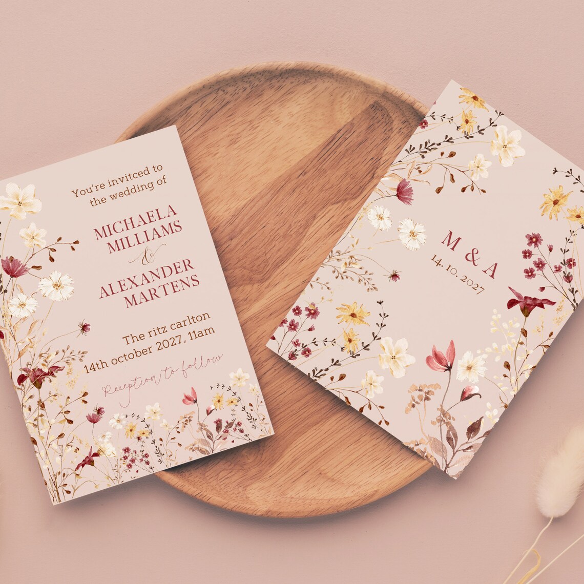 Wildflower Wedding Invitation Template, Printable Wedding Invitation ...