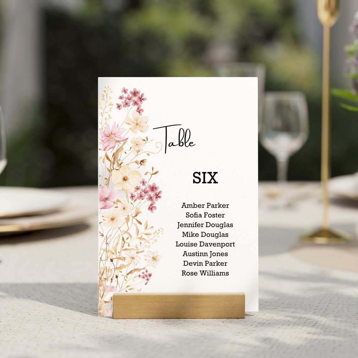 Wildflower Wedding Table Numbers Template, Printable Table Numbers ...