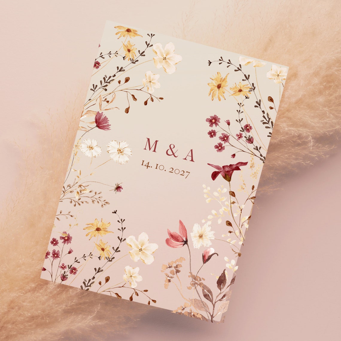 Wildflower Wedding Invitation Template, Printable Wedding Invitation ...