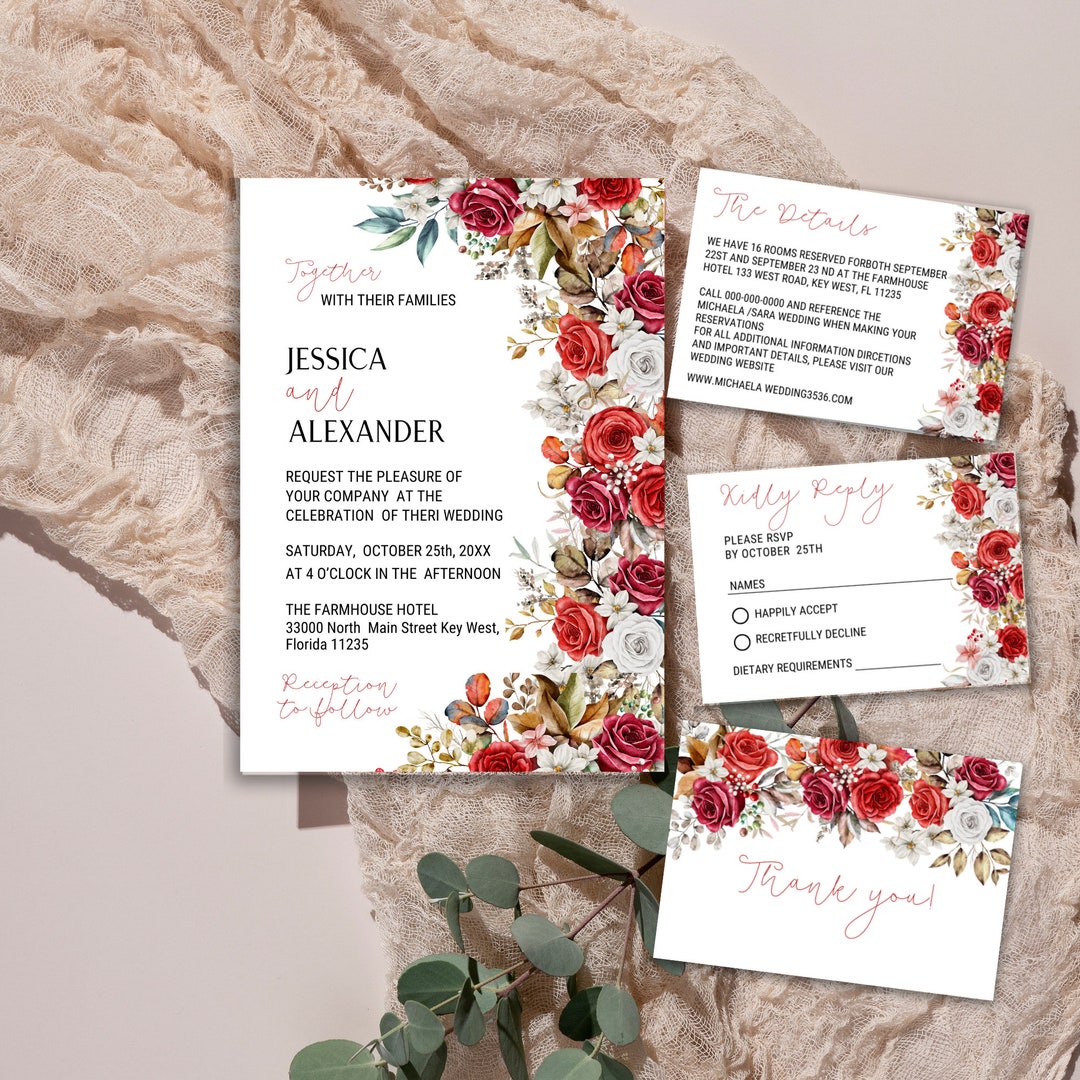 Floral Garden Wedding Invitation Template, Printable Wedding Invitation ...