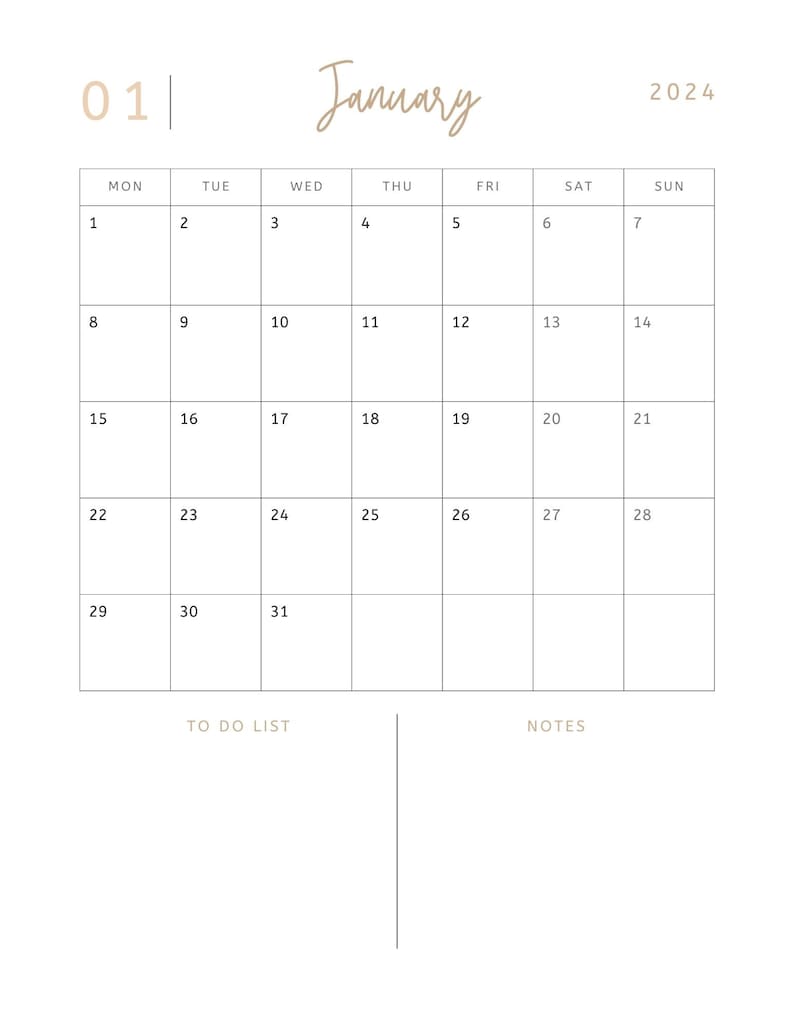 2024 Planner New Year Calendar Digital Downloadable Product Digital ...