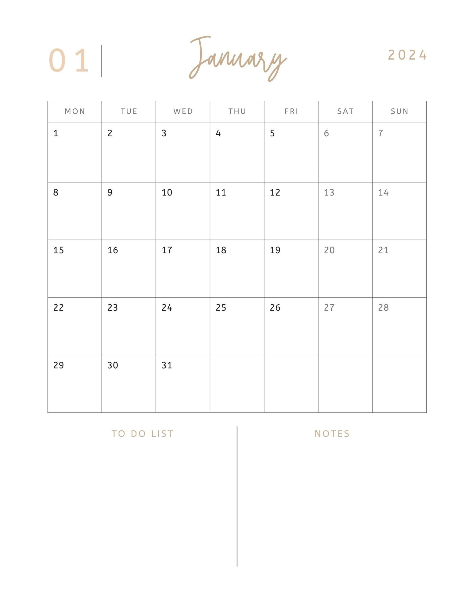 2024 Planner New Year Calendar Digital Downloadable Product Digital ...