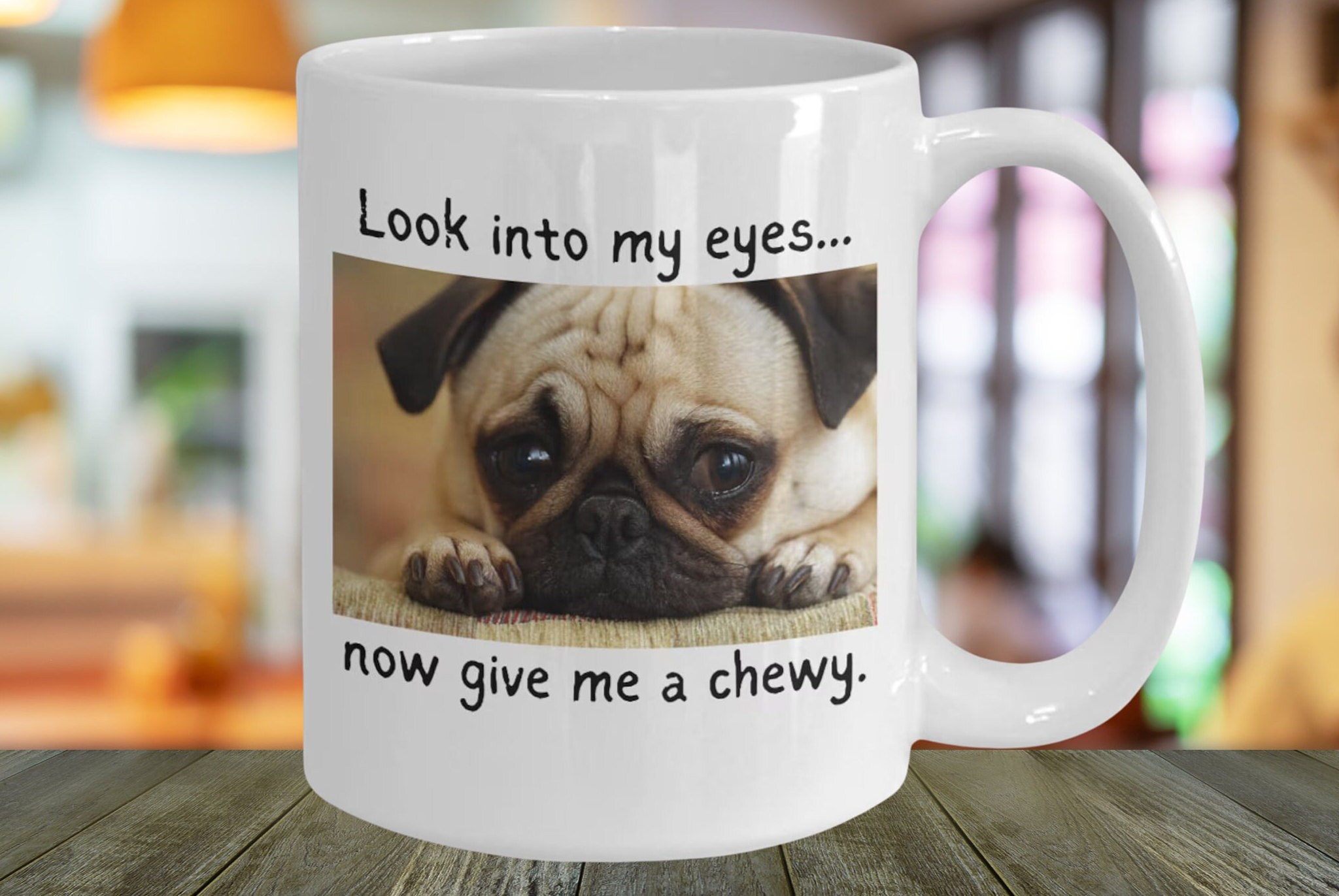 Cute Pug Mug, Puppy Eyes Mug, Funny Dog Cup, Pet Lover Gift, Pug Quote ...