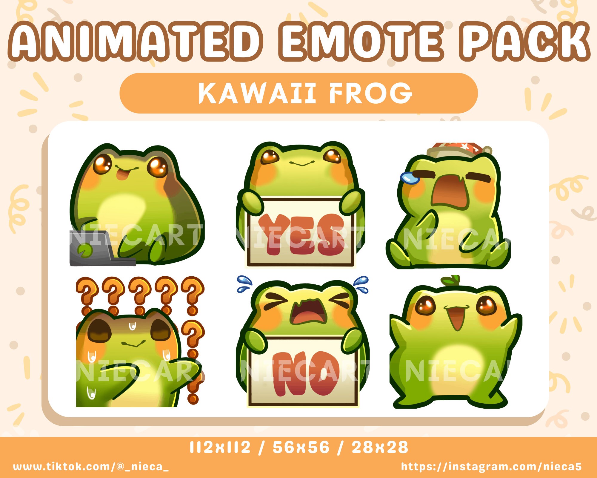 6 ANIMATED Frog Emote Pack for Twitch, Discord, Youtube | Kawaii Chibi ...