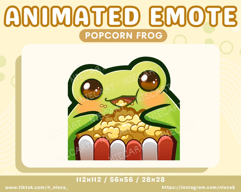 Cute ANIMATED Emote Frog Eating Popcorn GIF for Twitch, Discord ...