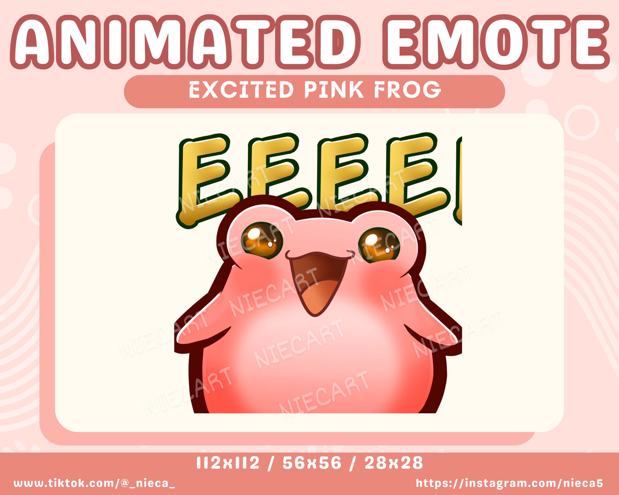 Cute ANIMATED Excited Pink Frog Emote for Twitch, Discord, Youtube ...