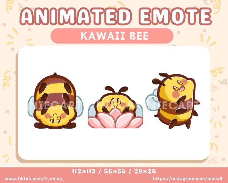 Cute ANIMATED BEE EMOTES for Twitch, Discord, Youtube | Kawaii Dancing ...