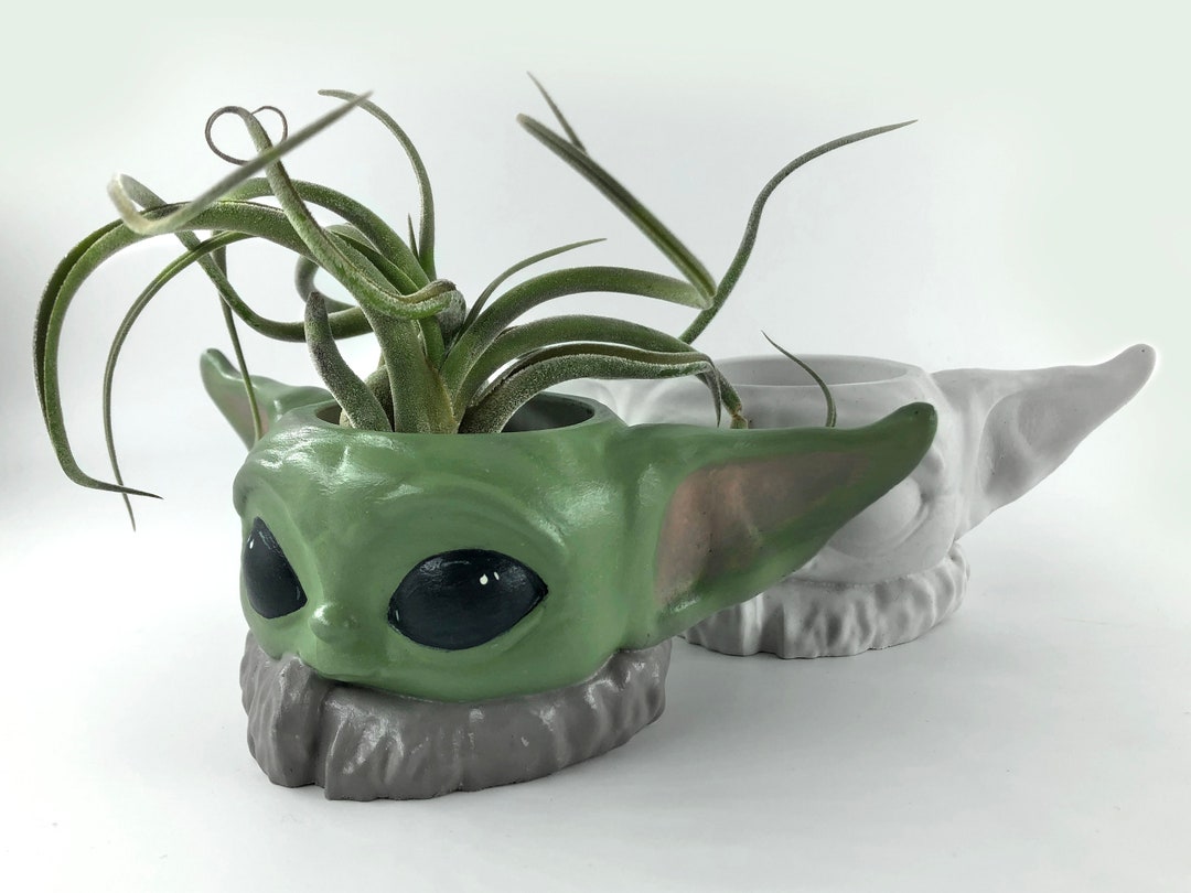 Baby Yoda Planter | Concrete Planter | Star Wars Gift | Cute Desk ...