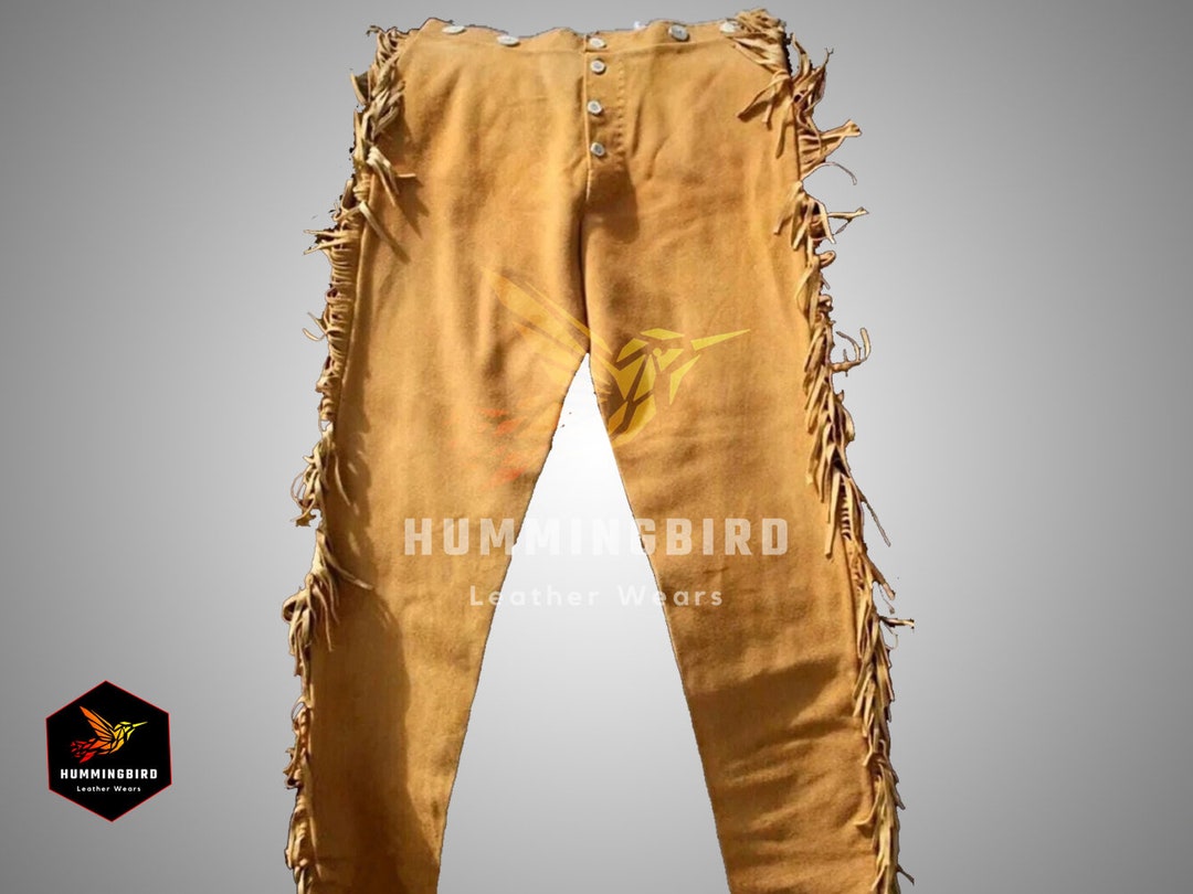 Handmade Suede Leather Cowboy Pants: Beaded Western Fringe Chaps - Etsy