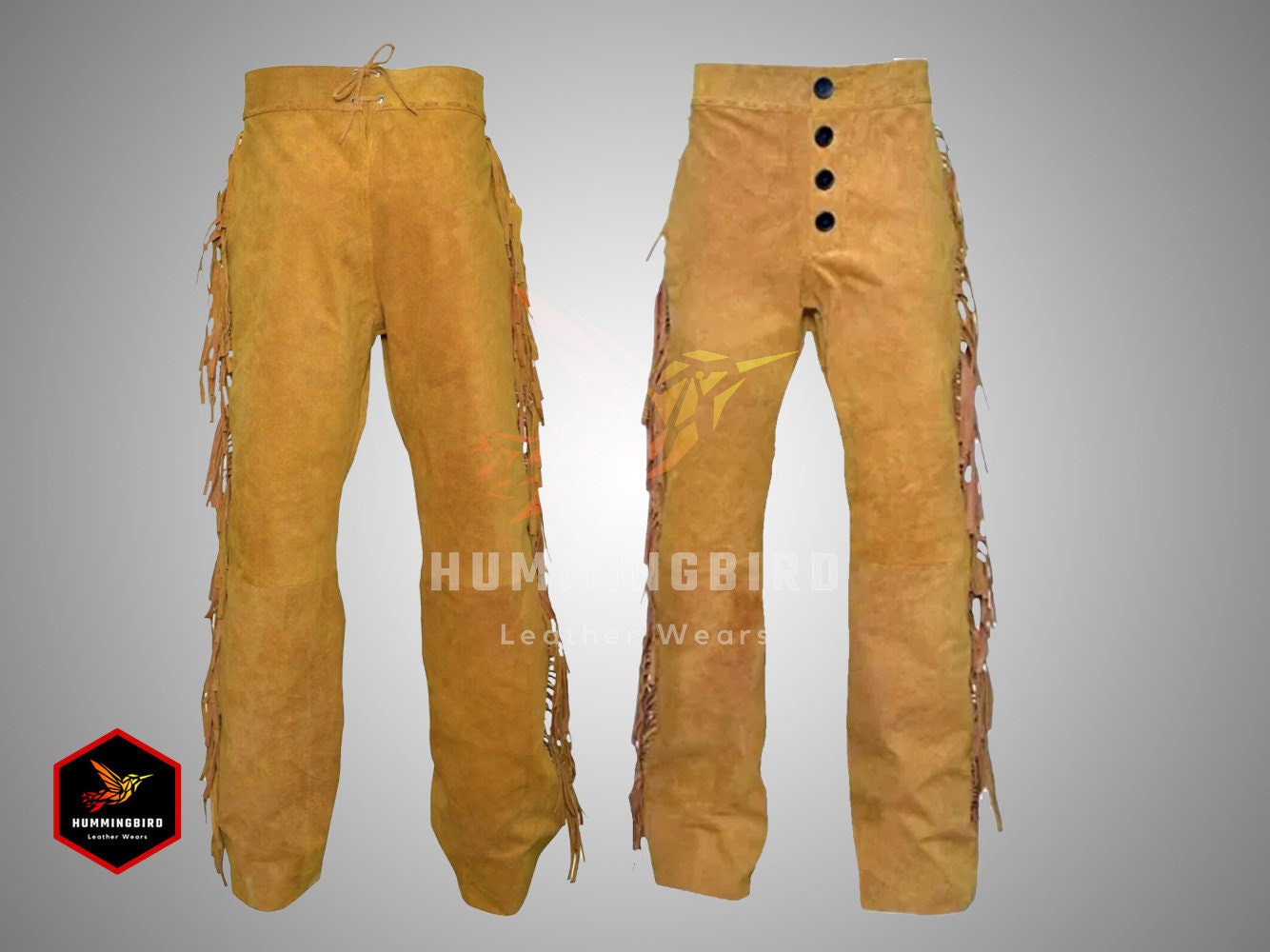 Men's Buckskin Suede Leather Pants - Western Cowboy Fringe Chaps - Etsy
