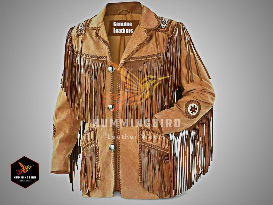 Men's Vintage Fringe Leather Western Jacket: Cowboy Beaded Coat - Etsy