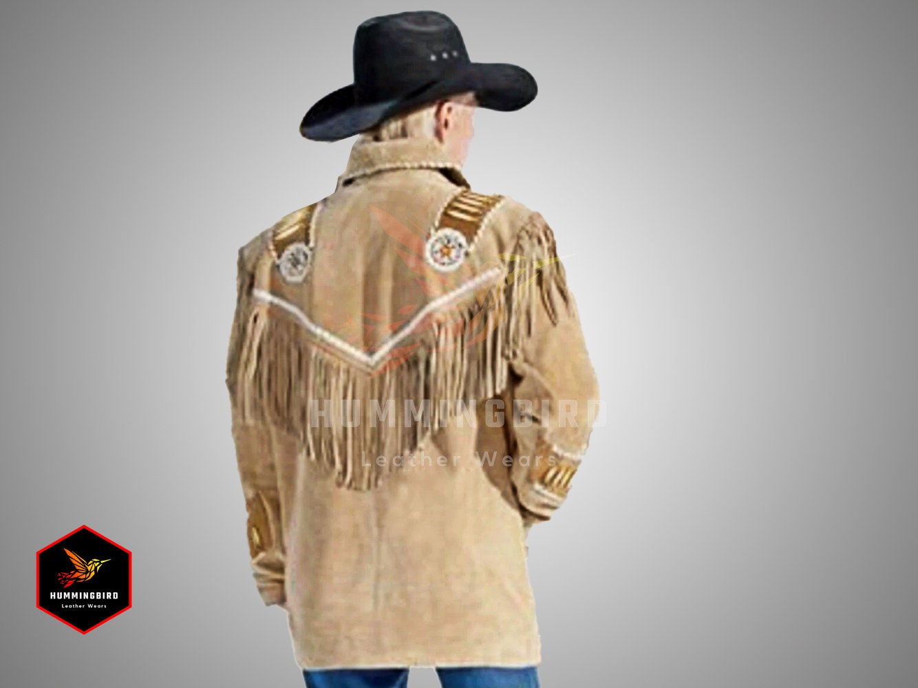 Men's Buckskin Leather Cowboy Jacket: Native American Western Fringe ...
