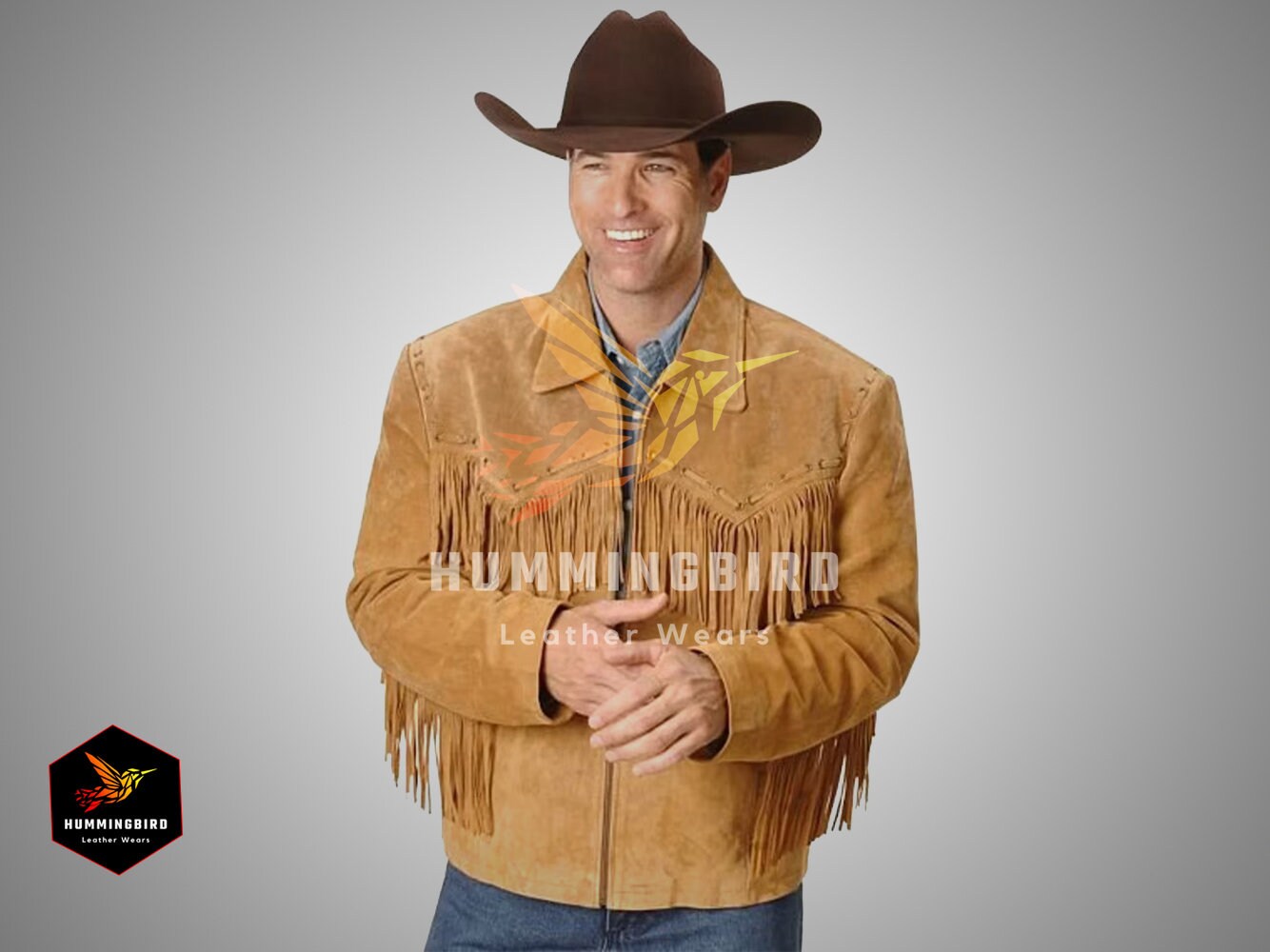 Men's Vintage Fringe Buckskin Leather Cowboy Jacket - Etsy