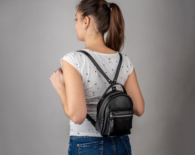 Women's Leather Backpack, Leather Mini Backpack for Girls, Custom ...
