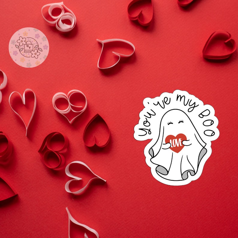 You're My BOO Ghost Holding Heart Vinyl Sticker Cute and Spooky ...