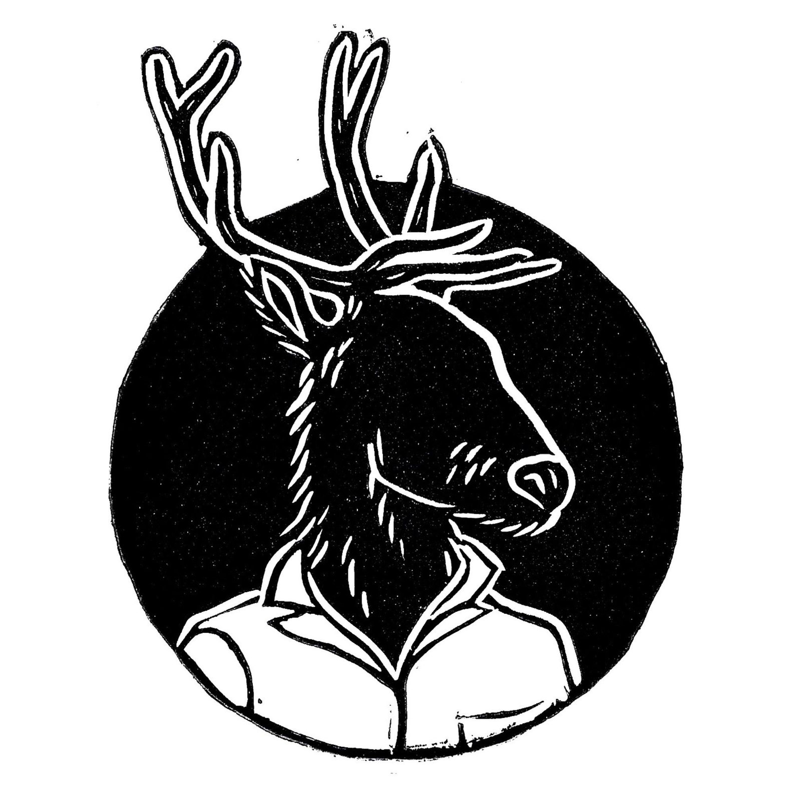 Deer Linocut, Black and White Printable Wall Art, Instant Digital ...