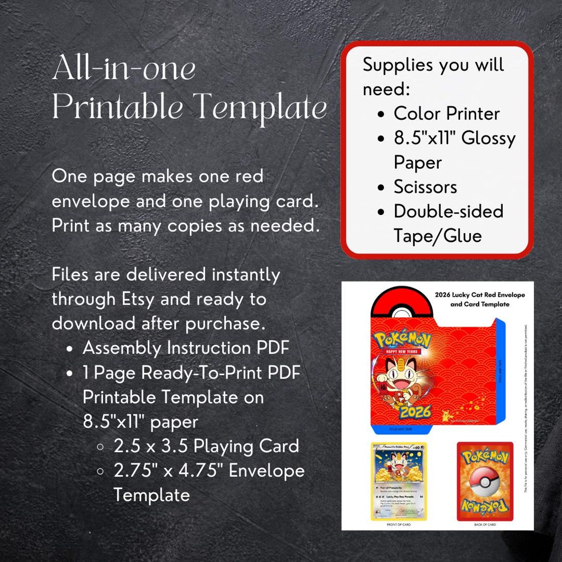 Lunar New Year 2026 Lucky Cat Red Envelope & Fan-art Pokemon Trading ...