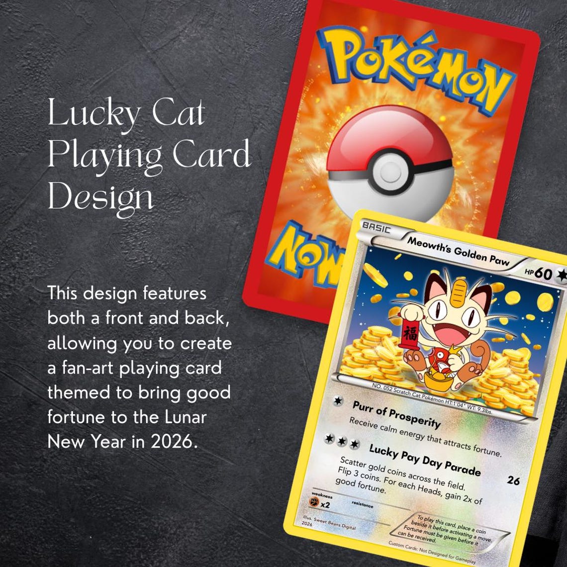 Lunar New Year 2026 Lucky Cat Red Envelope & Fan-art Pokemon Trading ...