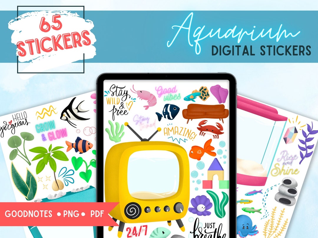 Aquarium Digital Stickers: Fish Tank Planner Decorations (PNG, PDF) - Etsy