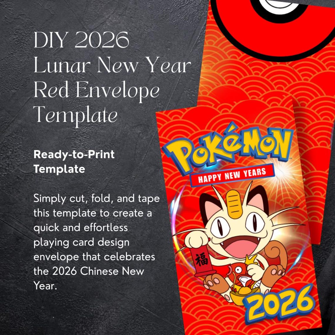 Lunar New Year 2026 Lucky Cat Red Envelope & Fan-art Pokemon Trading ...