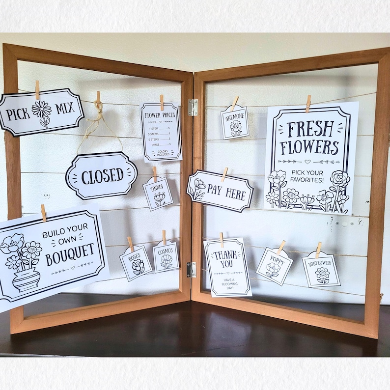 Flower Market Signs Printable, Kids Pretend Play Market, Flower Shop ...