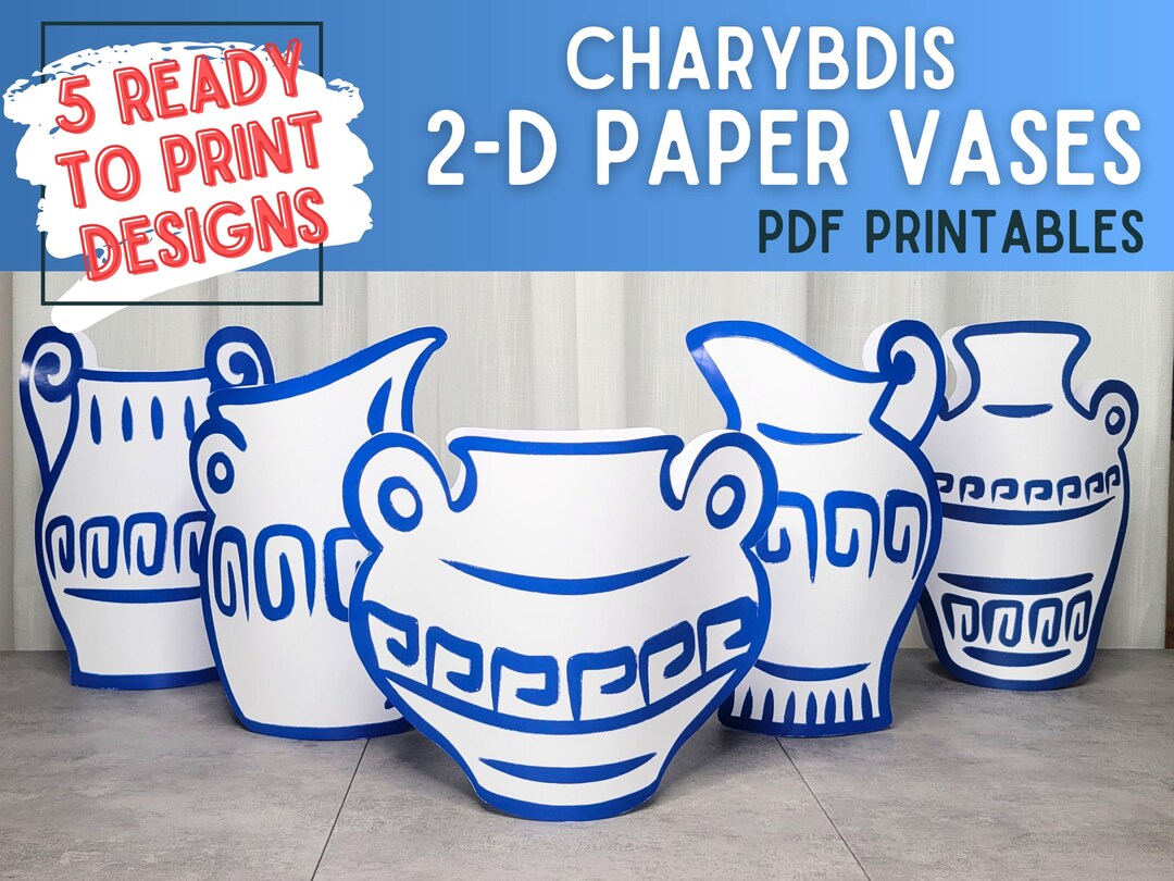 Charybdis 2-D Paper Vases, Wine Sleeve, Vase Cover, Drawing Vase, PDF Printable, 'greek ...