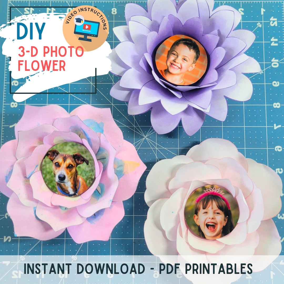 Mother's Day Photo Flower Craft Printable for Kids, DIY Gift for Mom ...